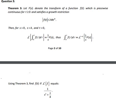 solved let f s denote the transform of a function f t