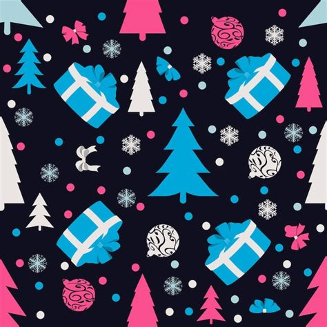 Premium Vector Christmas And Happy New Year Seamless Pattern