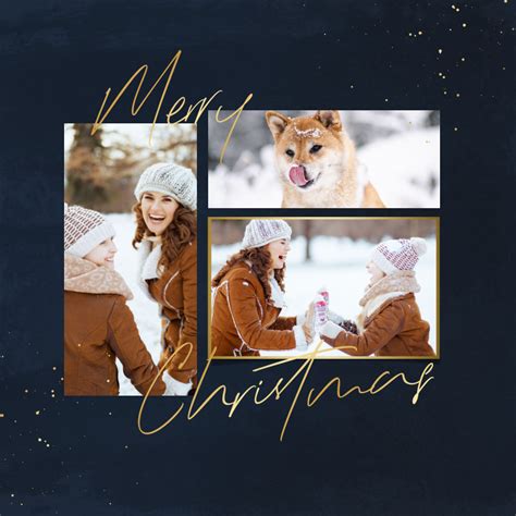 Stijlvolle Kerstkaart Met Fotocollage En Gouden Kaartje2go