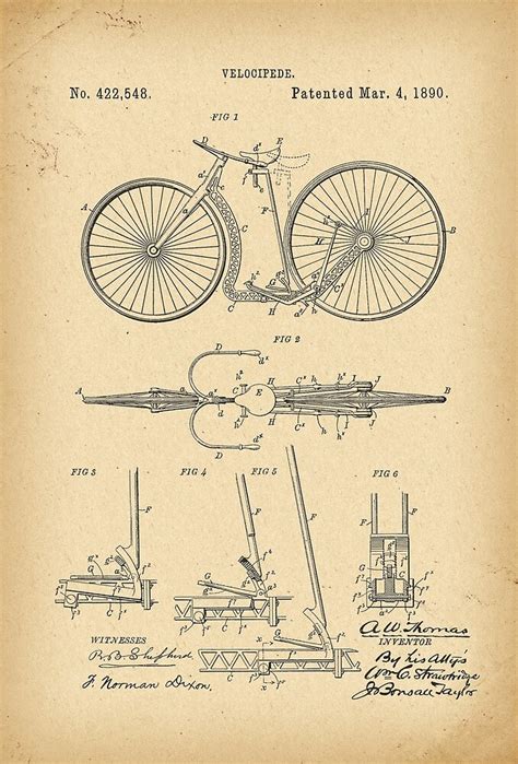 1890 Patent Velocipede Bicycle History Invention By Khokhloma Redbubble