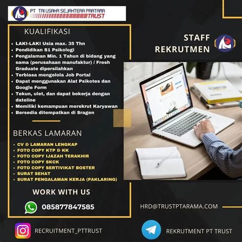 Psikologi USD Lowongan Kerja Staff Rekrutmen PT Tri Usaha Sejahtera
