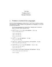Hw2 Sol CS 314 Problem Set 2 Sample Solution 1 Problem Context Free