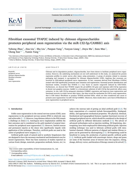 PDF Fibroblast Exosomal TFAP2C Induced By Chitosan Oligosaccharides