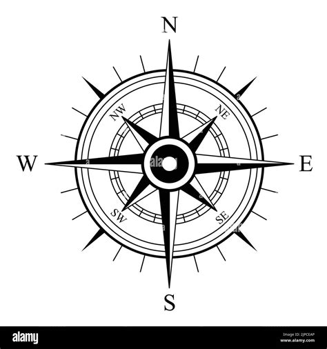 Wind Rose Vector Compass On An Isolated Background Direction North