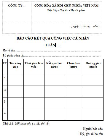 5 Mẫu báo cáo công việc hàng ngày hàng tuần bằng Word và Excel