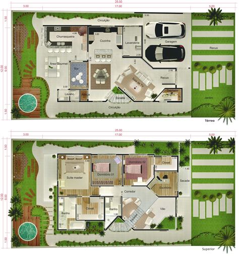 Planta de sobrado escritório Planta para terreno 12x25 Planos de