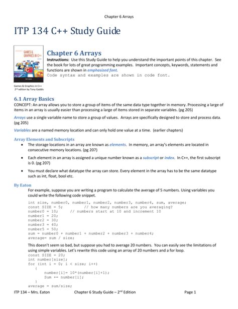 chapter 6 arrays