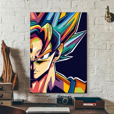 Cuadro Decorativo Goku Abstracto Colorido Dragon Ball 30x45 Meses Sin