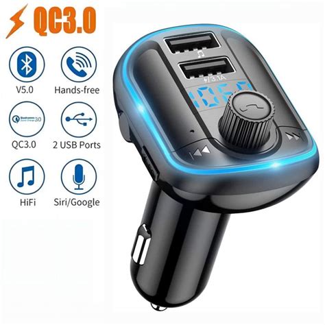 Transmetteur FM Bluetooth Adaptateur Bluetooth Voiture Lecteur MP3 QC3