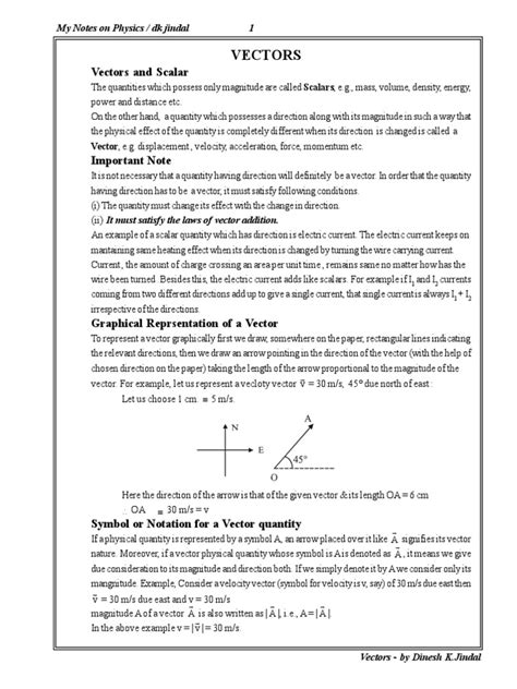 vectors 1 pdf pdf euclidean vector velocity