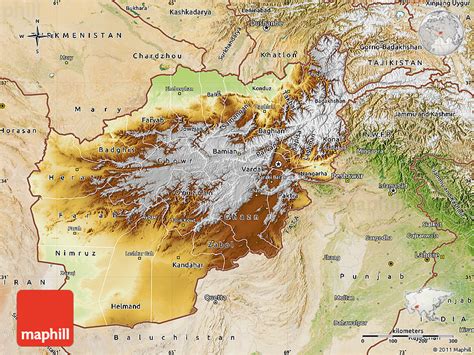 Physical Map Of Afghanistan Satellite Outside Shaded Relief Sea