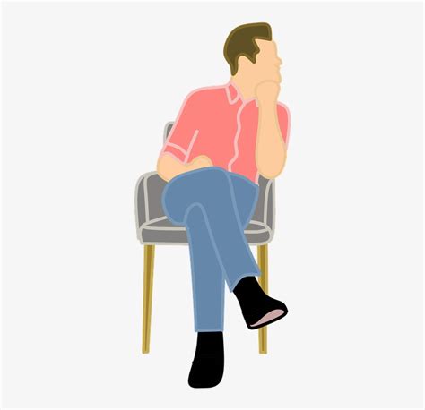 Man Thinking Clipart Png Cartoon Of Person Sitting In Chair PNG Image