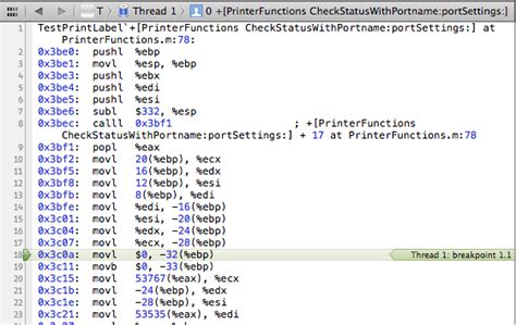 objective c why is my xcode jump to assembly view when break point set stack overflow