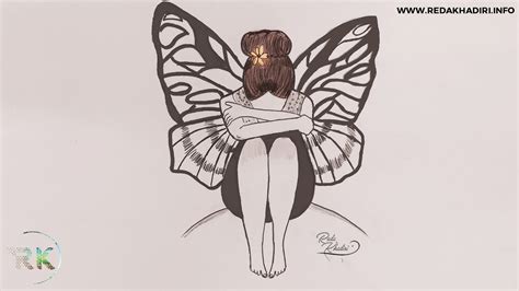 Comment Dessiner Une Fille Ange Triste Assise Seule Avec Crayon