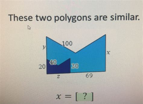 solved these two polygons are similar 100 40 20 69
