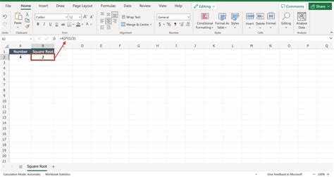 how to calculate the square root in excel spreadcheaters