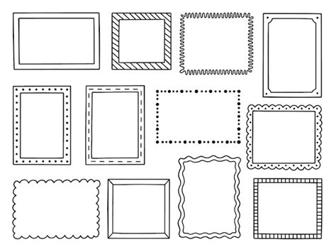 Premium Vector Hand Drawn Set Of Frames Doodle Square And Rectangular