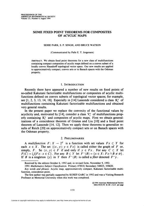 pdf some fixed point theorems for composites of acyclic maps
