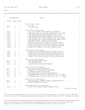 Fillable Online Census 2000 Summary File 3 TABLE OF CONTENTS TOC 1