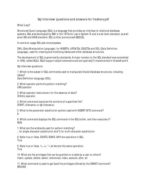 sql interview questions and answers for freshers pdf sql data