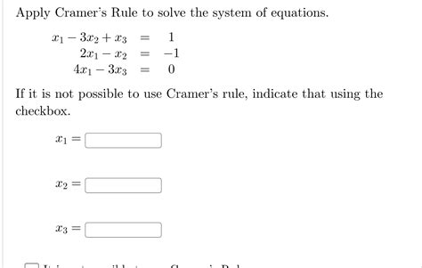 solved apply cramer s rule to solve the system of equations