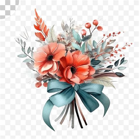 Buquê de casamento estilo aquarela png fundo PSD Premium