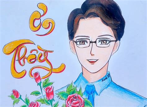 Vẽ tranh đề tài 20 11 anime đẹp nhất THPT Mai Anh Tuấn