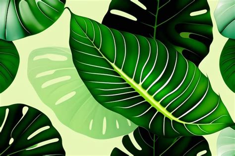 Grüne Blätter einer tropischen Pflanzentapete Kostenlose Foto