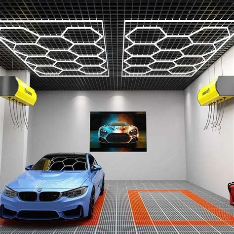Hexagon Grid Honeycomb Led Ceiling Lights For Auto Detailing Shop Led