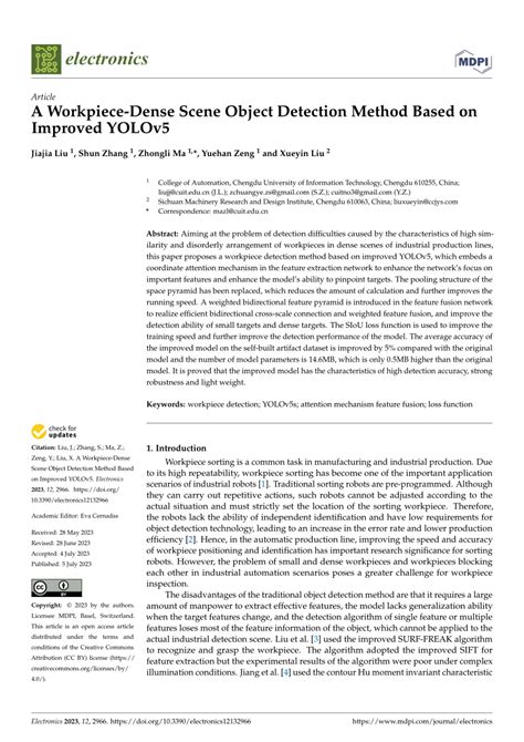 pdf a workpiece dense scene object detection method based on improved yolov5