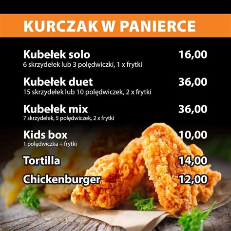Menu at Virago Street Food kebab tortilla Kurczak z rożna Zapiekanki