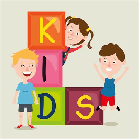 Grupo de personajes de niños felices Vector Premium