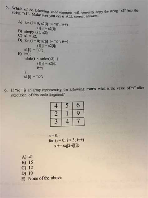 solved which of the following code segments will correctly