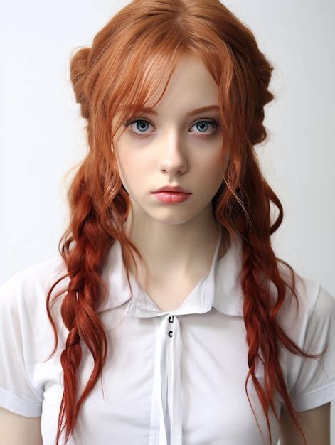 Premium Ai Image Stunning Redhead Woman With Flowing Long Hair And
