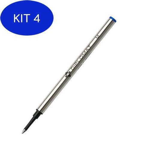 Kit 4 Carga Caneta Rollerball Diplomat Padrão Internacional Carga