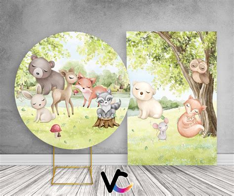 Painel De Festa Redondo 1 50x1 50 Vertical 1 50x2 20 Safari Animais