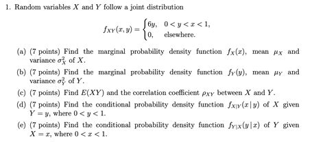 solved 1 random variables x and y follow a joint