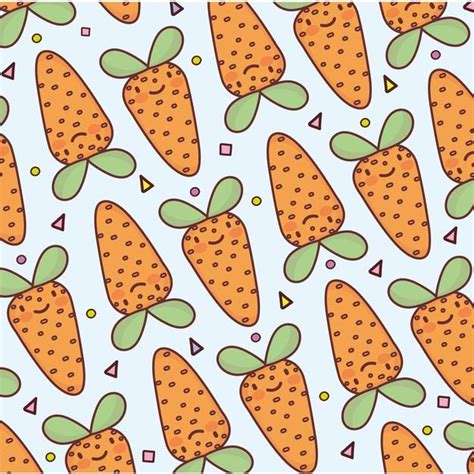 Patrón lindo vegetal de zanahorias de dibujos animados Vector Premium