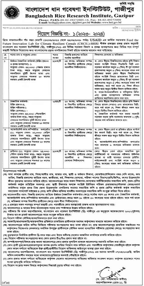 BRRI Job Circular 2024 Postimages