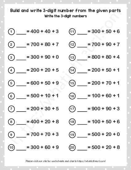 Build And Write 3 Digit Number From The Given Parts Exercise 1 Your
