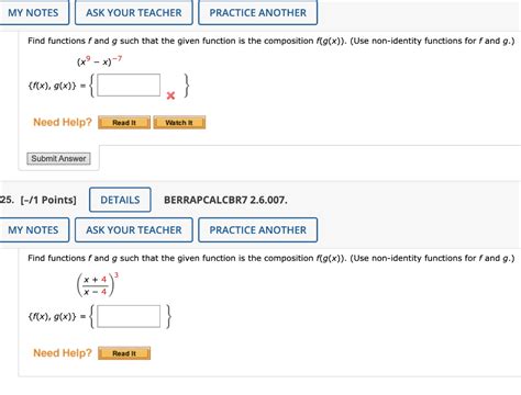 solved find functions f and g such that the given function