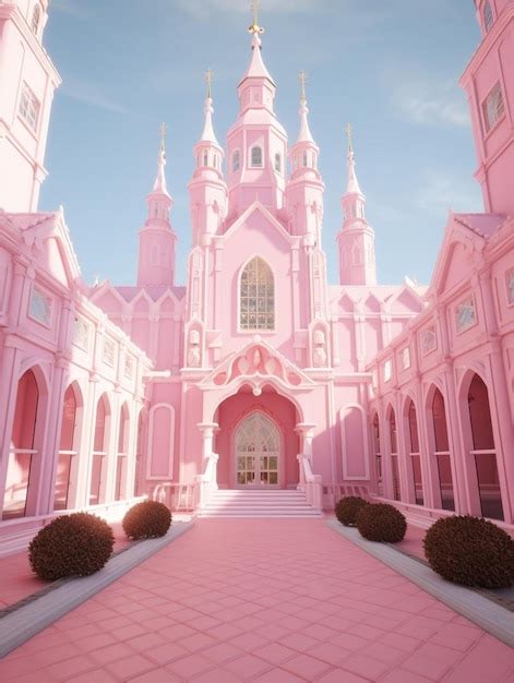 Premium AI Image Pink Castle In The Sky