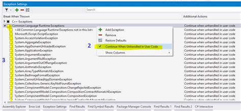 C Visual Studio Break On Unhandled Exceptions Not Working