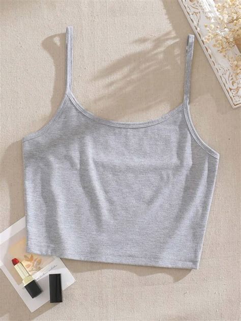 Top de tirantes corto unicolor Moda de Mujer SHEIN México