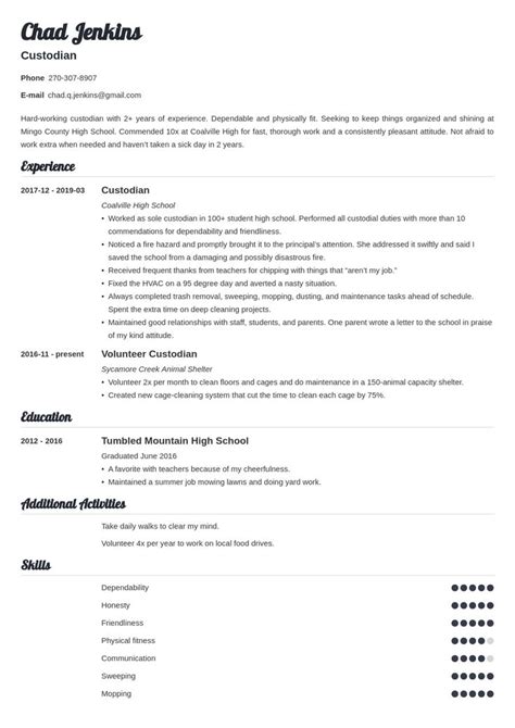 Custodian Resume Example Template Valera