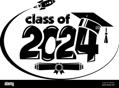 Lettering Class Of 2024 For Greeting Invitation Card Text For
