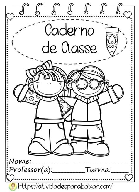 Capinhas para cadernos dos alunos colorir em PDF Atividades Educação