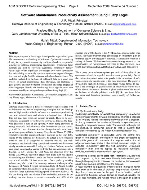 pdf software maintenance productivity assessment using fuzzy logic
