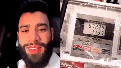 Gusttavo Lima quase fica sem gasolina e reclama do valor do combustível