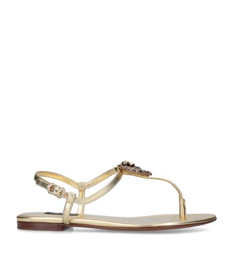 Dolce Gabbana Gold Leather Devotion Heart Sandals Harrods UK